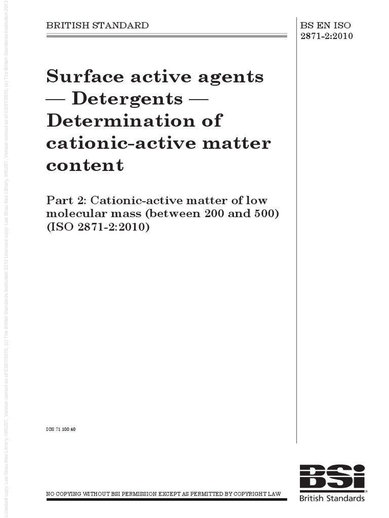 Surface Active Agents - Detergents - Determination of Cationic-Active ...