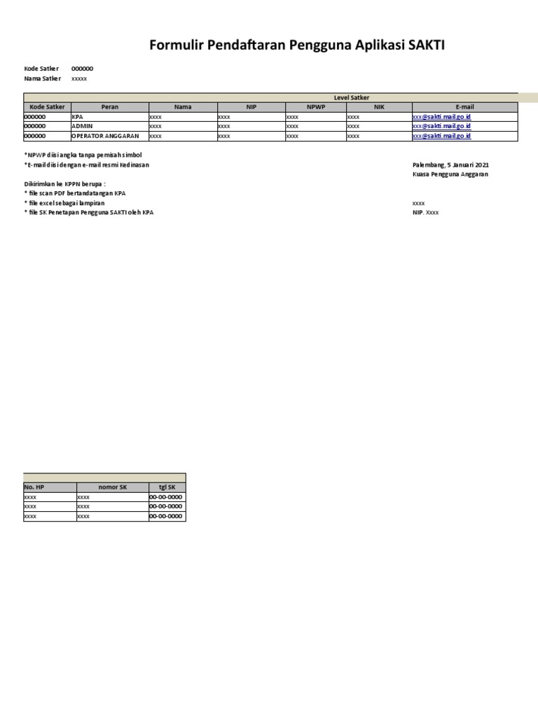 Form User Satker Sakti | PDF | Komputer