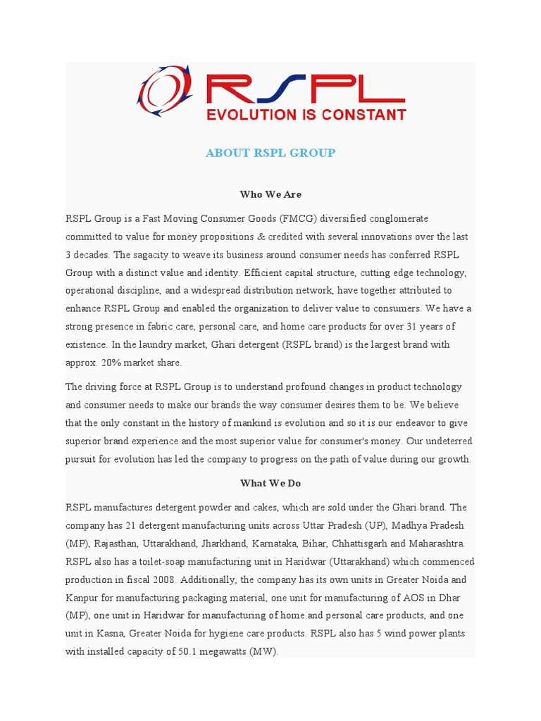 About RSPL Group | PDF | Brand | Economies