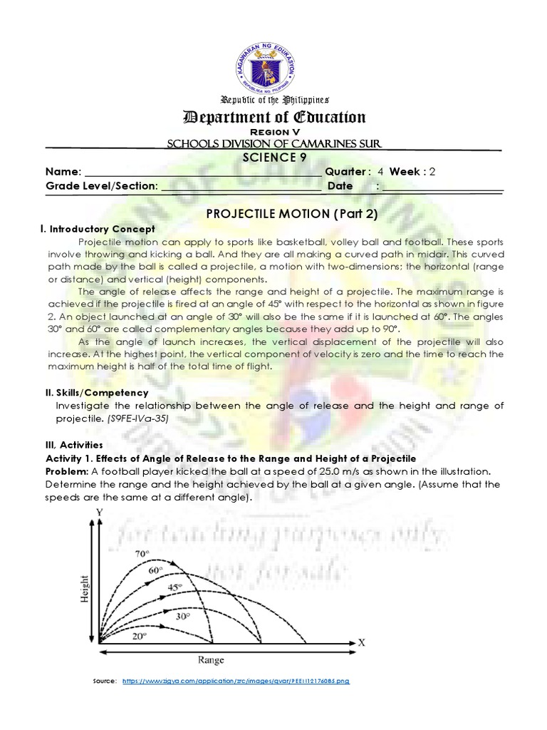 2 9 LAS Q4 Week 2 Projectlie Motion Part 2 Hosana Final | PDF ...