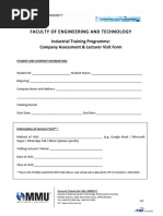 Industrial Visit Feedback Form | PDF