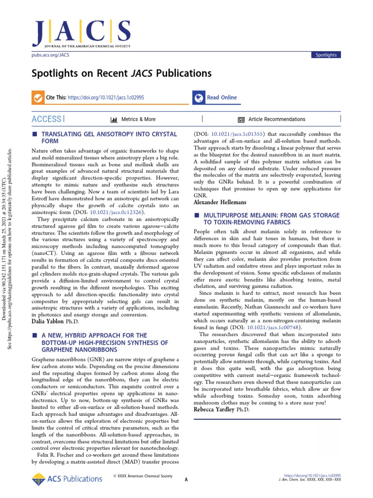 Spotlights On Recent JACS Publications | PDF | Anisotropy | Chemistry