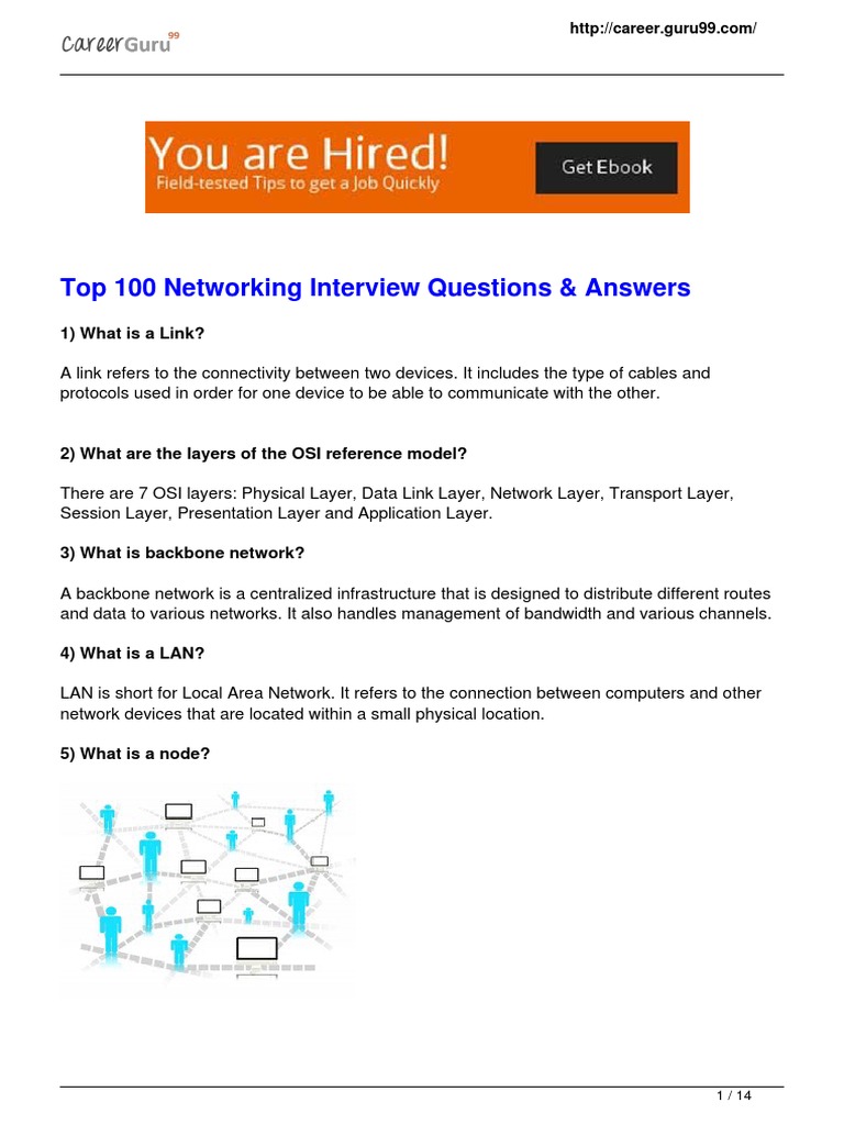 Top 100 Networking Interview Questions Answers | PDF