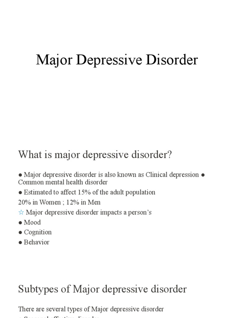 Understanding Major Depressive Disorder | PDF | Major Depressive ...