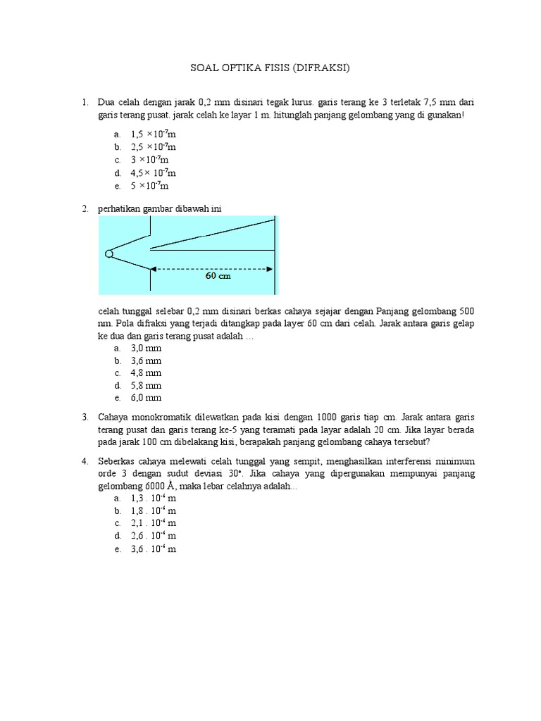 Soal Difraksi dalam Optika Fisis | PDF | Griya & Taman | Sains & Matematika