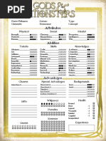 Werewolf The Apocalypse 20th Anniversary Character Sheet | PDF | Leisure