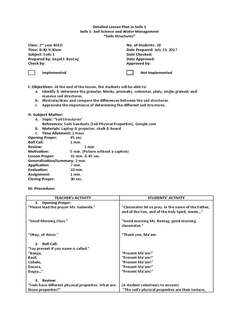 Detailed Lesson Plan in Soils 1 | PDF | Soil Science | Soil