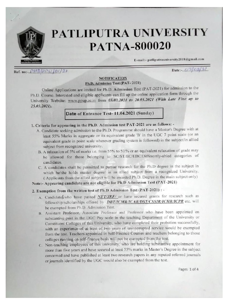 PH D Notification | PDF