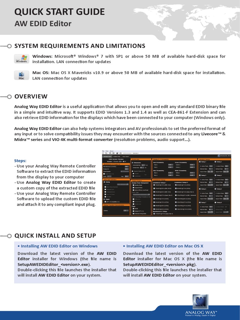 AW EDID Editor: System Requirements and Limitations | PDF | Operating ...