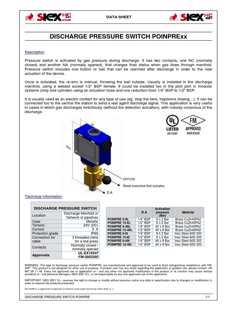 Discharge Pressure Switch | PDF | Switch | Components
