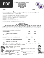 Grade 1 Project An Assessment Tool (Post Test-English) | PDF ...