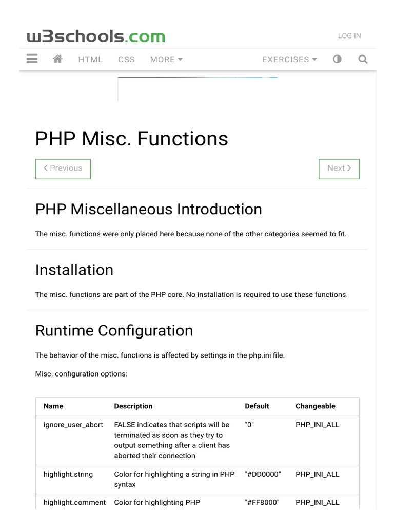 PHP Misc. Functions | Download Free PDF | Php | Computer Science