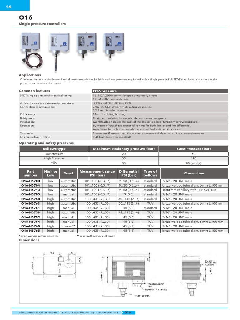 RANCO Pressure-Switches | PDF | Switch | Electrical Connector