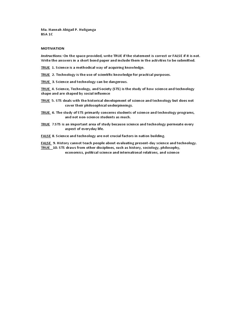 Sts Module 1 Lesson 1-2 | PDF