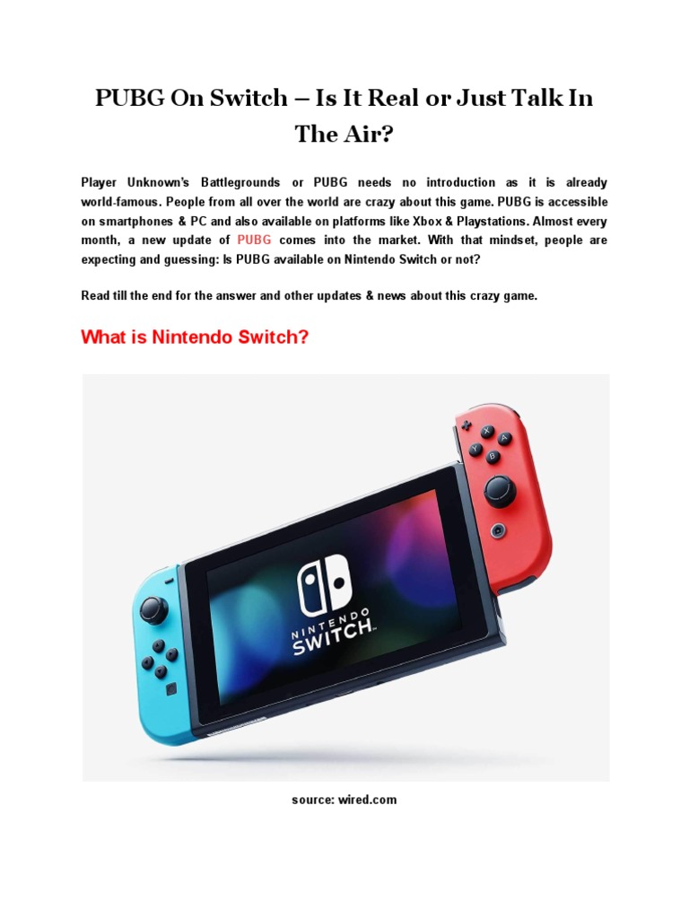 PUBG on Nintendo Switch? | PDF | Xbox | Video Game Development