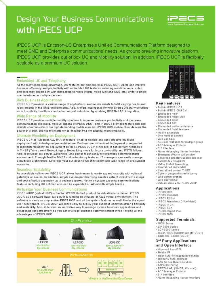 iPECS UCP Datasheet | PDF | Embedded System | Computer Architecture