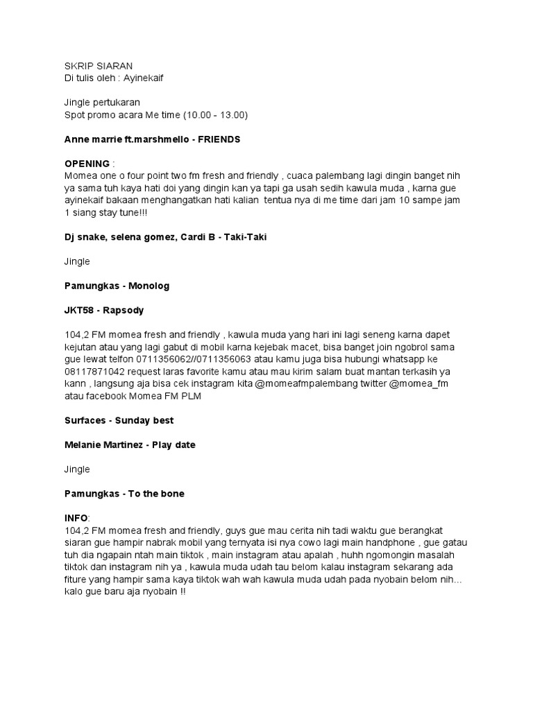 Script Siaran 3 | PDF | Seni & Disiplin Bahasa | Gaya Hidup