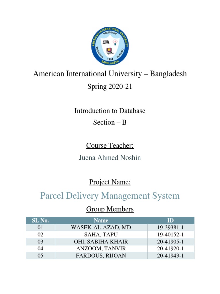 Parcel Delivery Management System | PDF | Relational Database ...