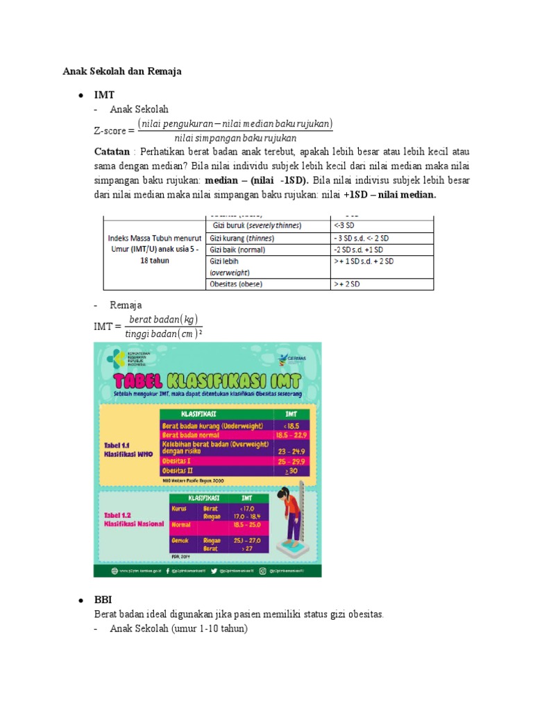 Rumus Anak Sekolah Dan Remaja | PDF