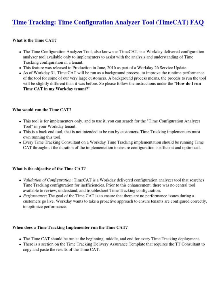 Time Tracking Time Configuration Analyzer Tool TimeCAT FAQ | PDF ...