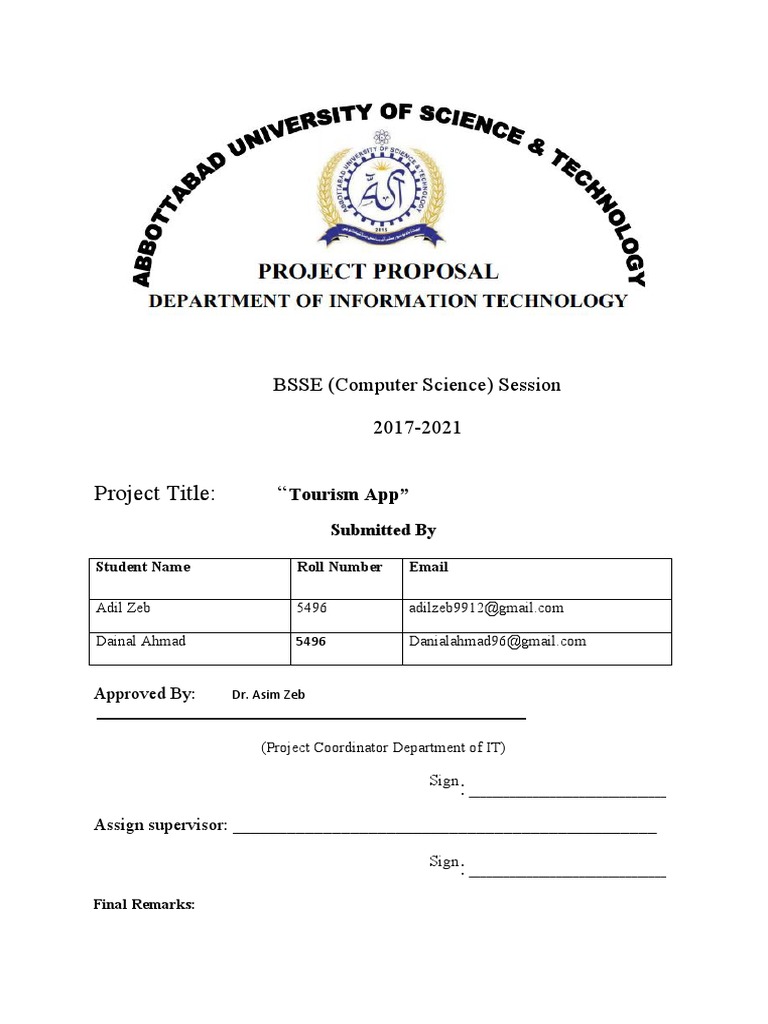 Project Title: ": BSSE (Computer Science) Session 2017-2021 | PDF ...