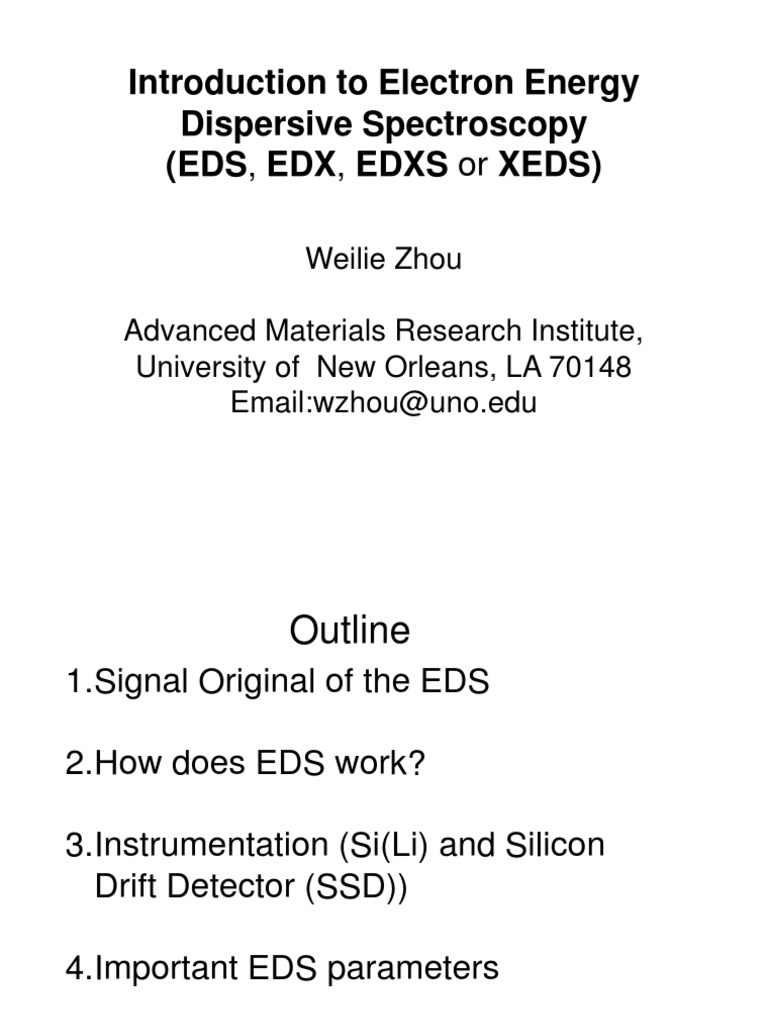 Introduction To Electron Energy Dispersive Spectroscopy (Eds, Edx, Edxs ...