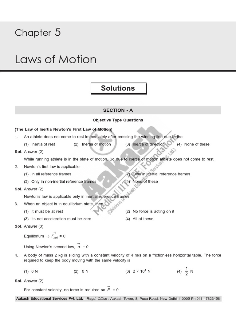 Laws of Motion Set-2 Chapter-5 | PDF