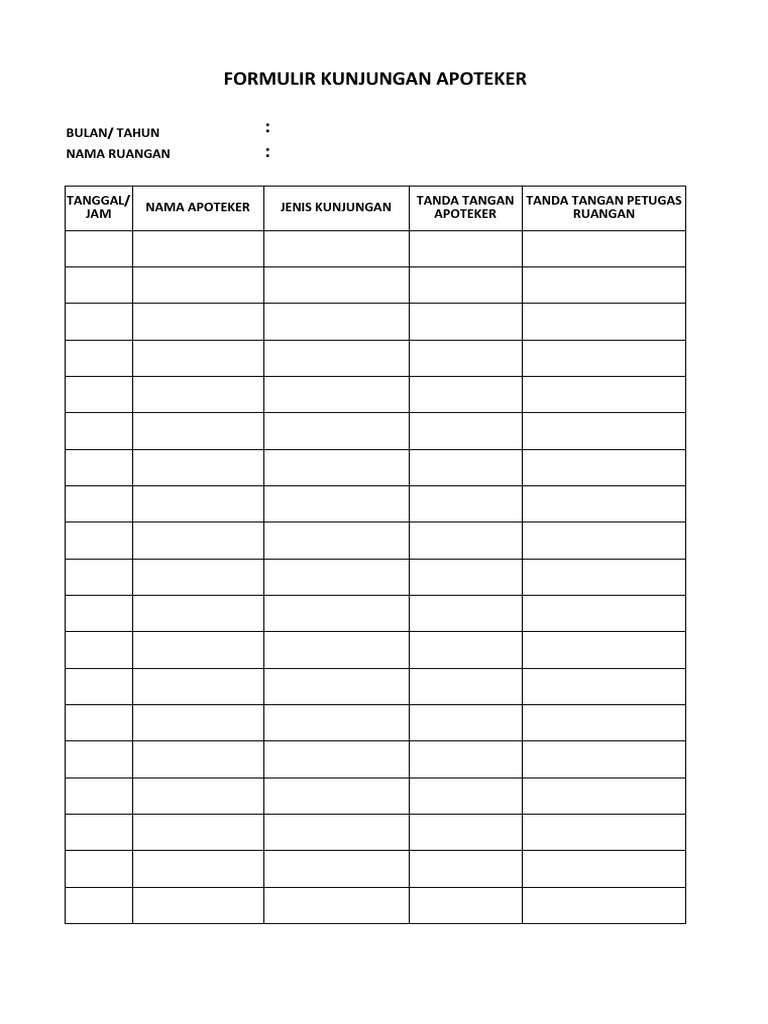 Formulir Kunjungan Apoteker | PDF | Kajian Bahasa Asing