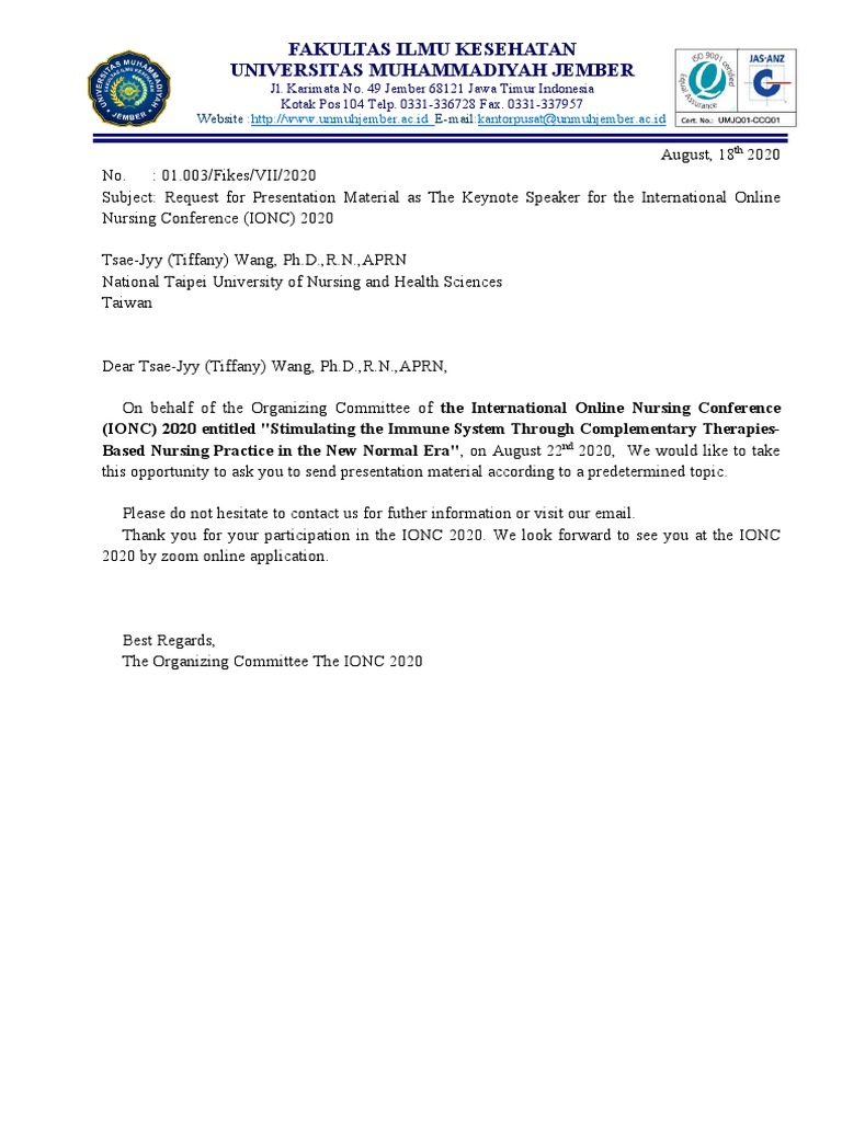 Request For Presentation Material | PDF