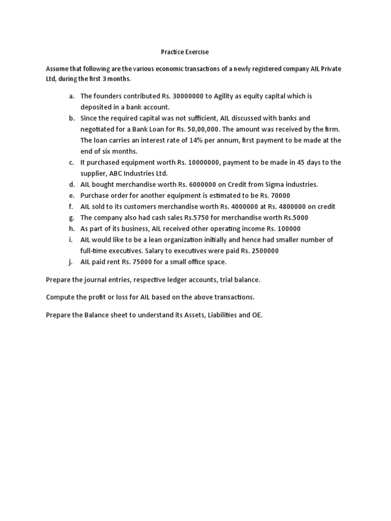 Accounting Cycle Practice Exercise | PDF | Finance & Money Management