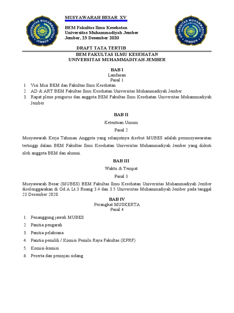 Draft Persidangan Bem 2020 | PDF