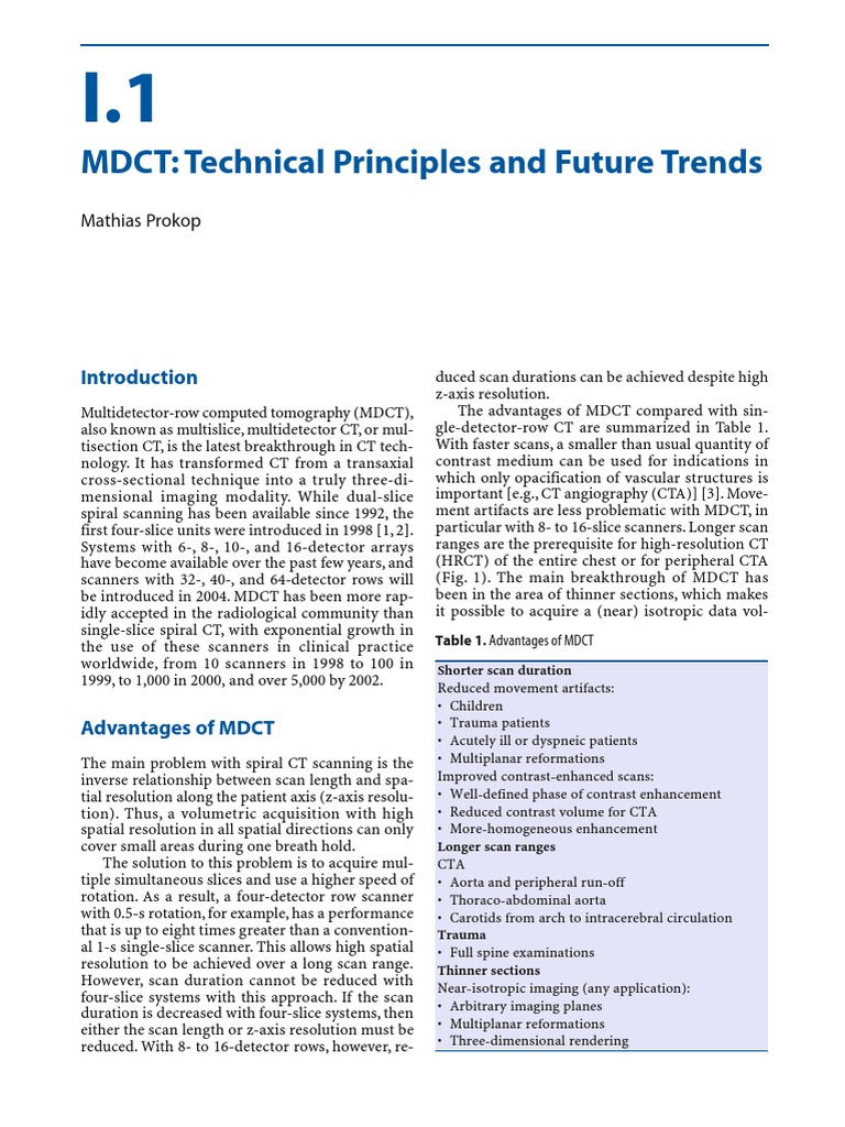 MDCT: Technical Principles and Future Trends: Mathias Prokop | PDF | Ct ...