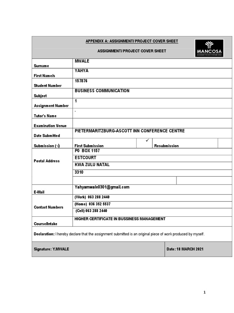 Business Communication Project 2021 Final | PDF | University | Science