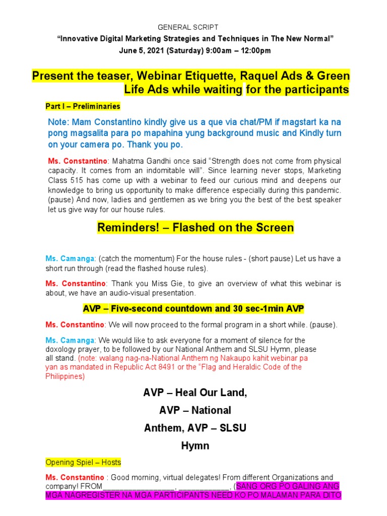 Present The Teaser, Webinar Etiquette, Raquel Ads & Green Life Ads ...