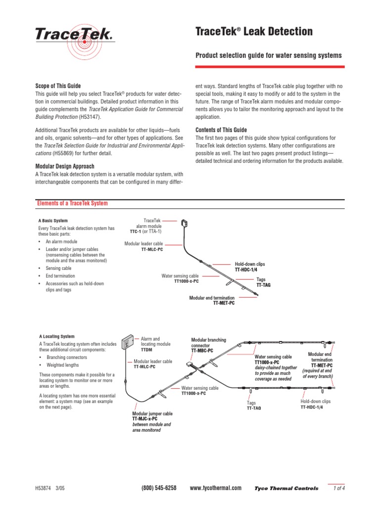Tracetek Leak Detection: Product Selection Guide For Water Sensing ...