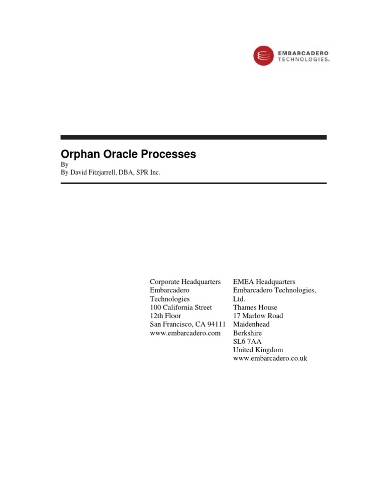 Orphan Oracle Process | PDF | Oracle Database | Information Retrieval