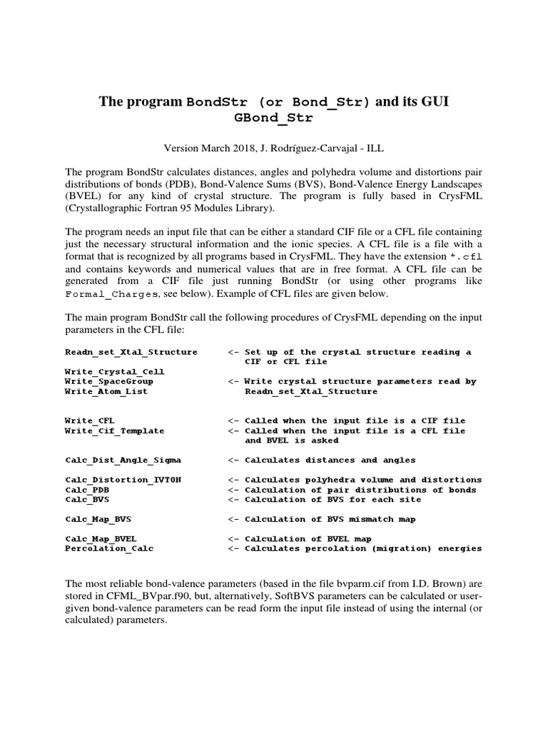 The Program Bondstr (Or Bond - STR) and Its Gui Gbond - STR | PDF | Parameter (Computer ...