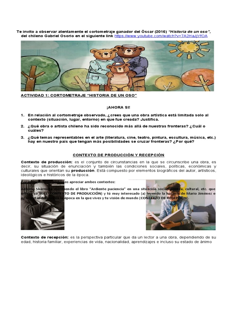 Actividad Historia de Un Oso | PDF | Artes (general) | Pinturas