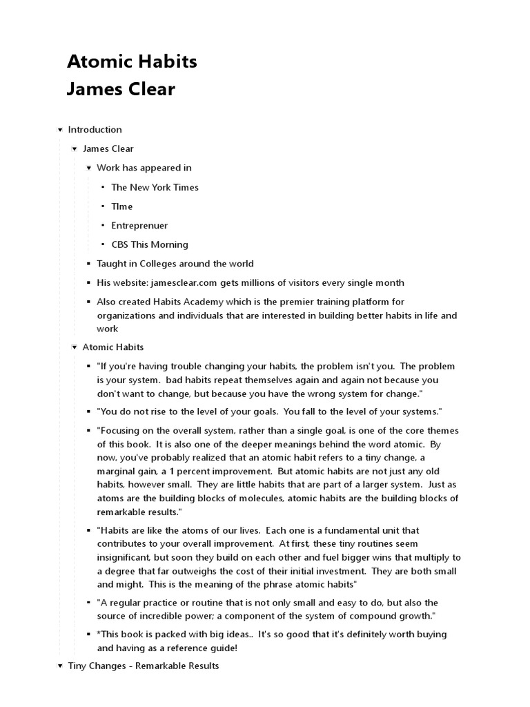 Atomic Habits James Clear | PDF | Habits | Human Nature