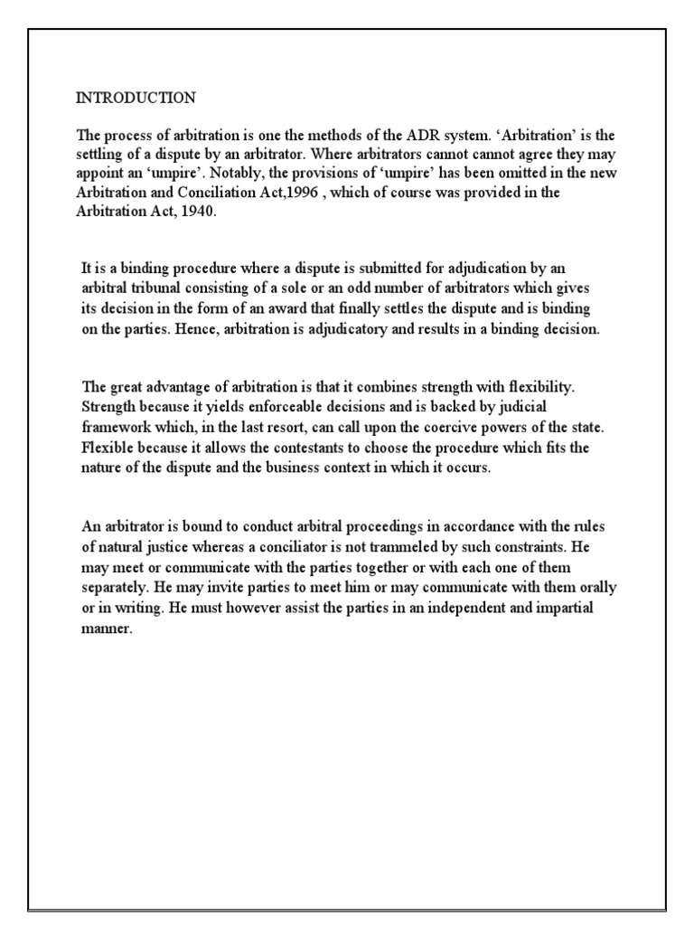 An In-Depth Examination of Arbitration Procedures and Types Under the ...