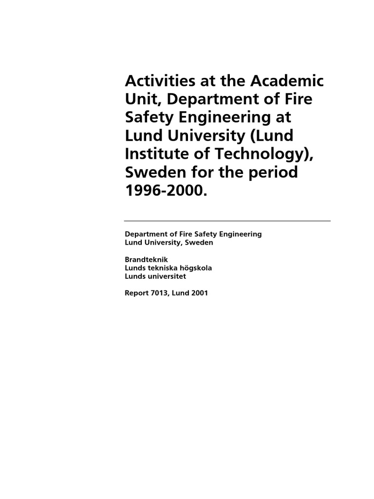 Activities at The Academic Unit, Department of Fire Safety Engineering ...