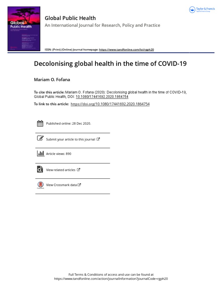 Decolonising Global Health in The Time of COVID 19 | PDF | Colonialism ...