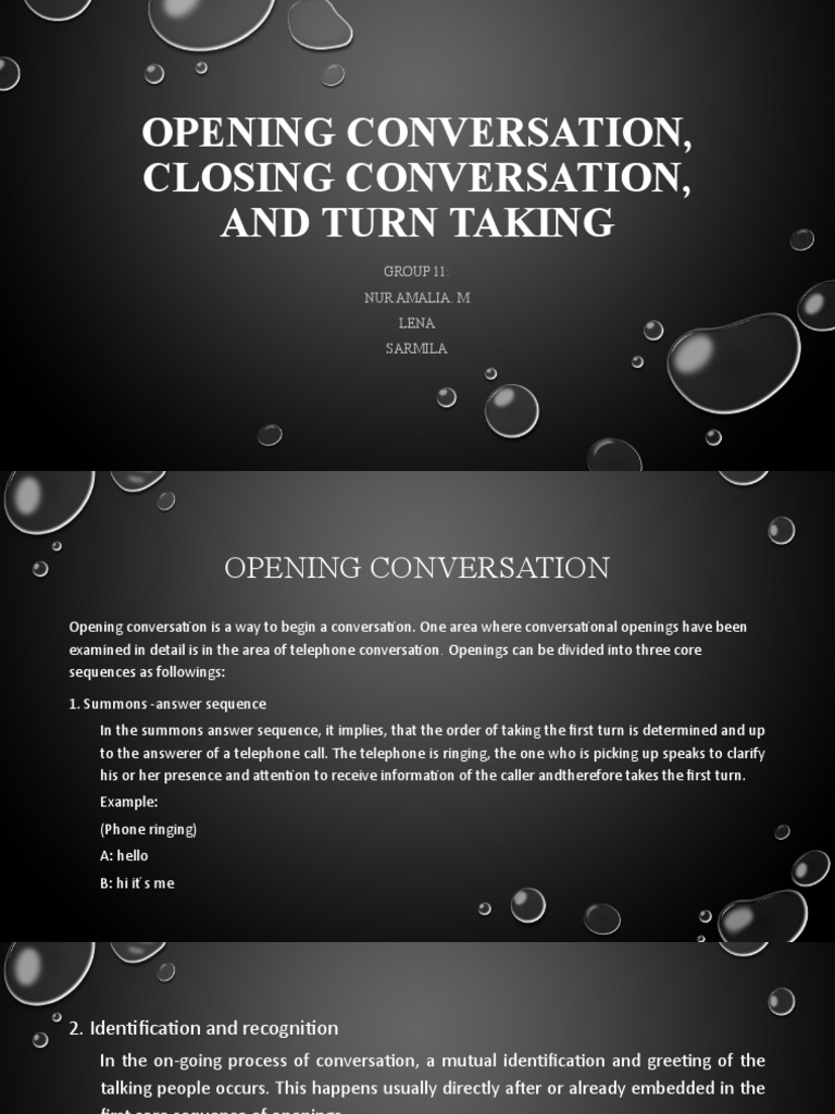 Opening Conversation, Closing Conversation, and Turn Taking | PDF ...