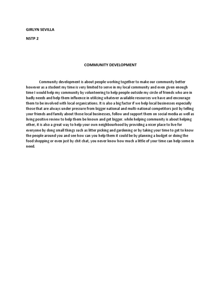 Community Development Assignment | PDF