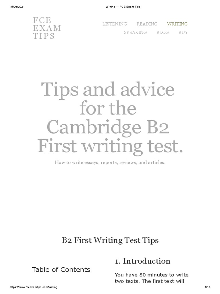 B2 First Writing Exam Tips | PDF | Communication | Linguistics