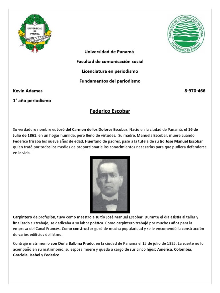 Federico Escobar | PDF | Panamá | Poesía