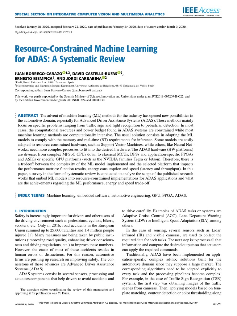 Resource-Constrained Machine Learning For ADAS: A Systematic Review ...