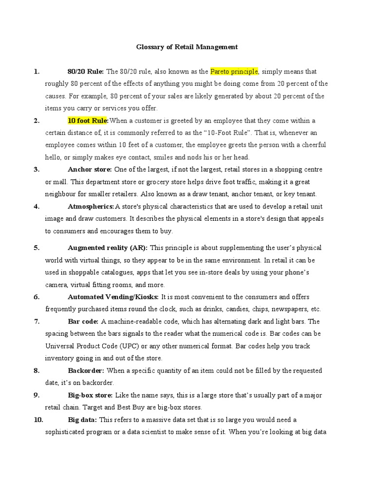 Glossary of Retail Management | PDF | Point Of Sale | Retail