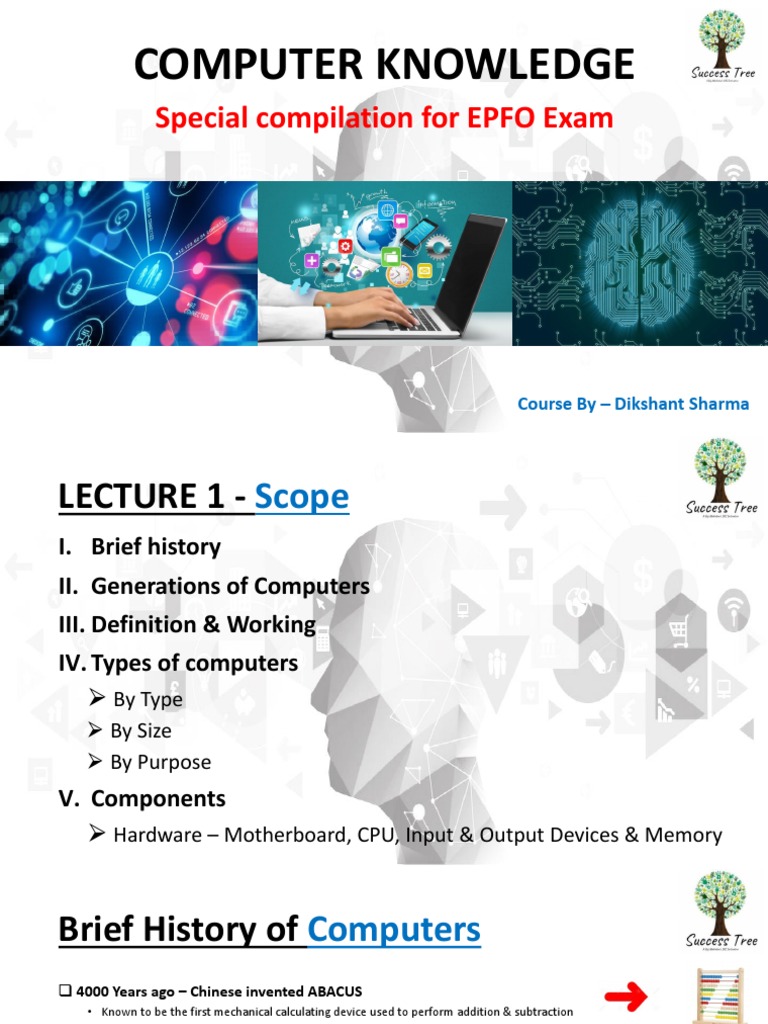 Computer Knowledge: An Overview of the History, Components, Types, and Generations of Computers ...