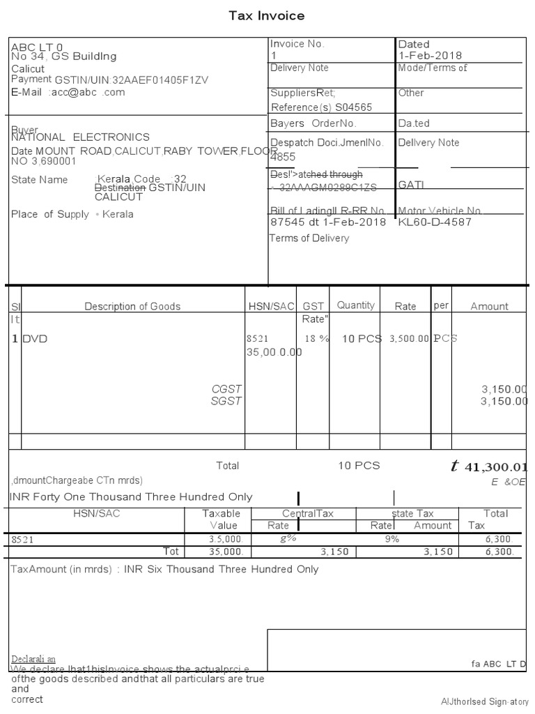 GST Invoice Sample | PDF | Taxation | Policy